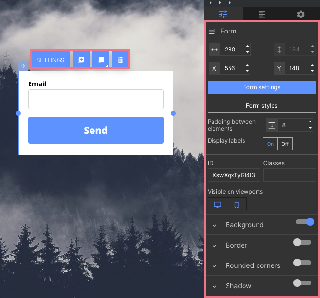 Form options - Landingi