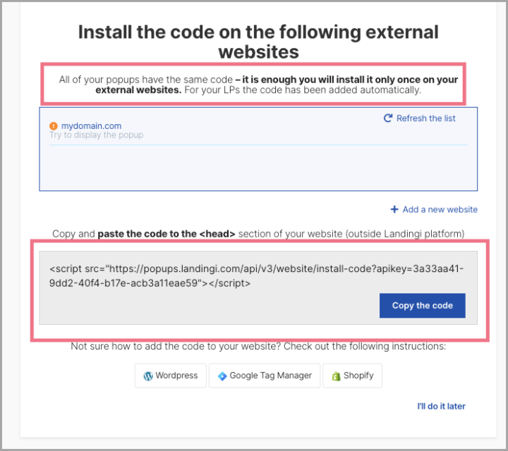 Pop-ups – display rules | Help Center | Landingi
