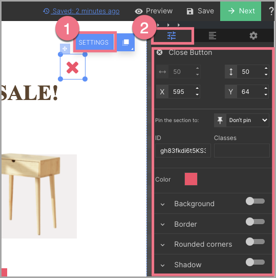 Editing popups - Landingi
