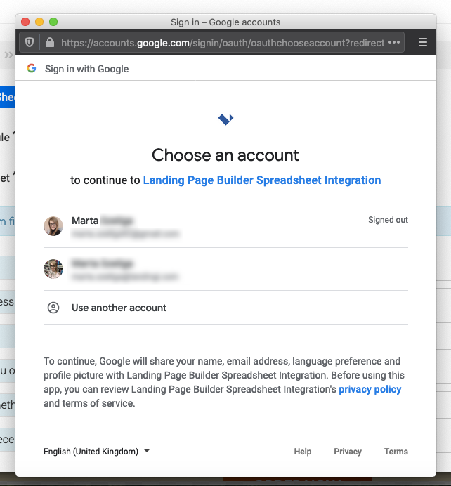 Google sheets integration - Landingi
