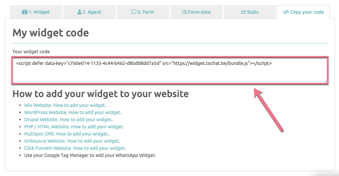 WhatsApp chat on a landing page - Landingi