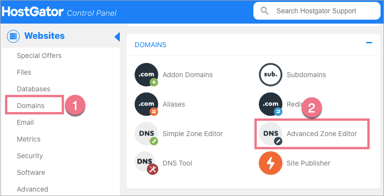 HostGator domain configuration | Help Center | Landingi