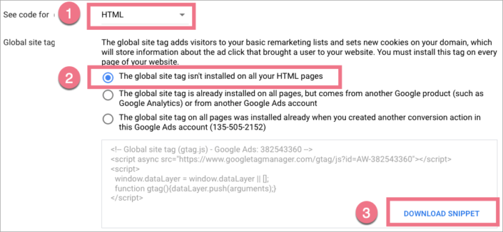Add a Google Ads Conversion Code to a page | Help Center | Landingi