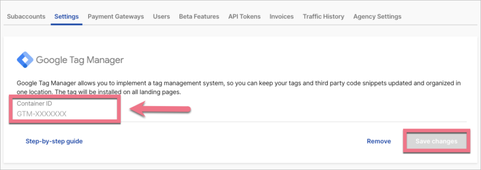 In-app Google Tag Manager integration | Help Center | Landingi